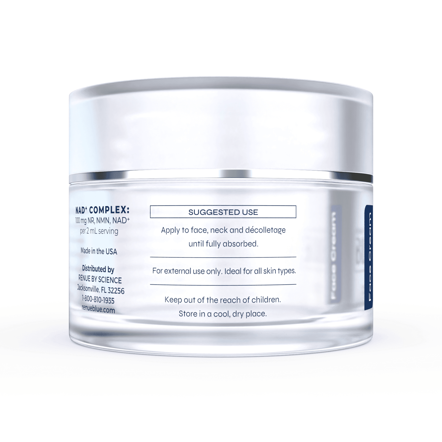 Renue Blue™ Face Cream with Methylene Blue, NAD⁺, NMN, NR (Liposomal ...