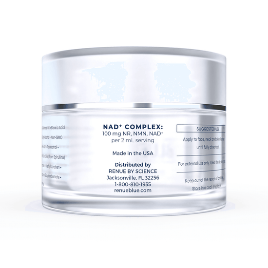 Renue Blue™ Face Cream with Methylene Blue, NAD⁺, NMN, NR (Liposomal ...